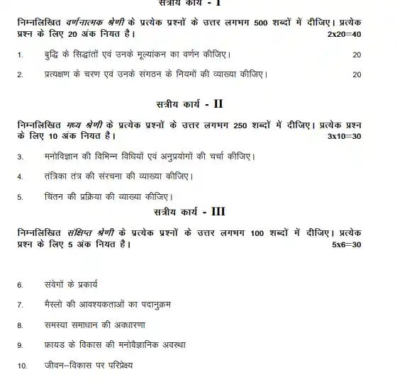 BPCG 171 Question Paper Hindi & English Medium Download